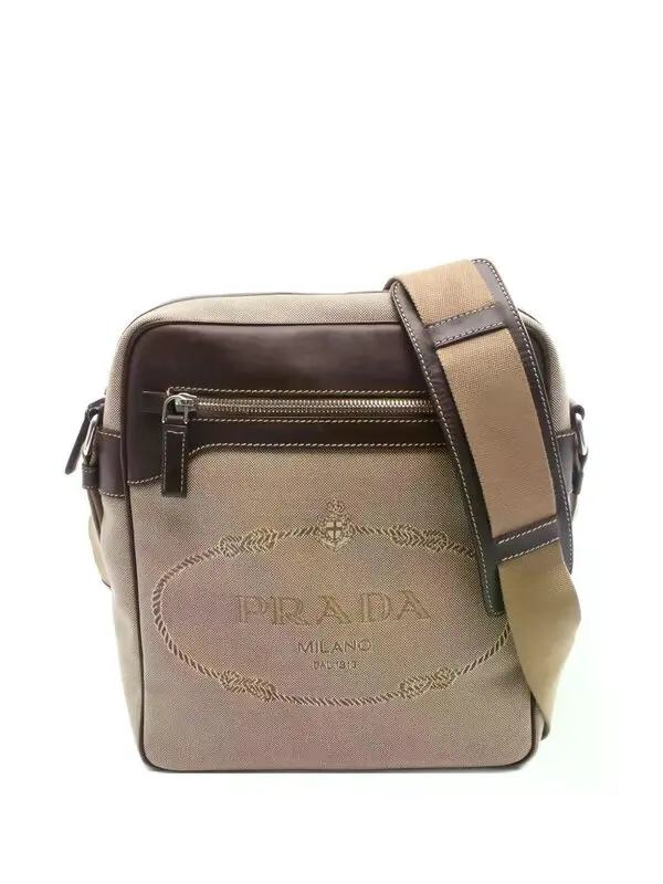 Prada 2010s Logo Jacquard Shoulder Bag