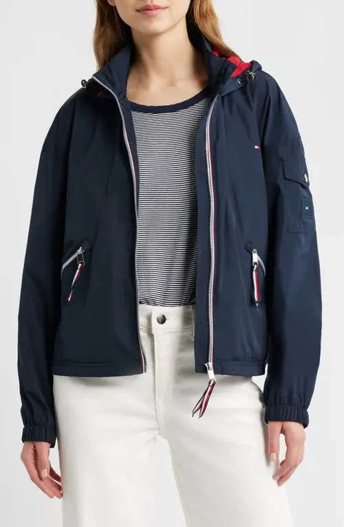 Tommy Hilfiger Hooded Windbreaker Jacket - Navy