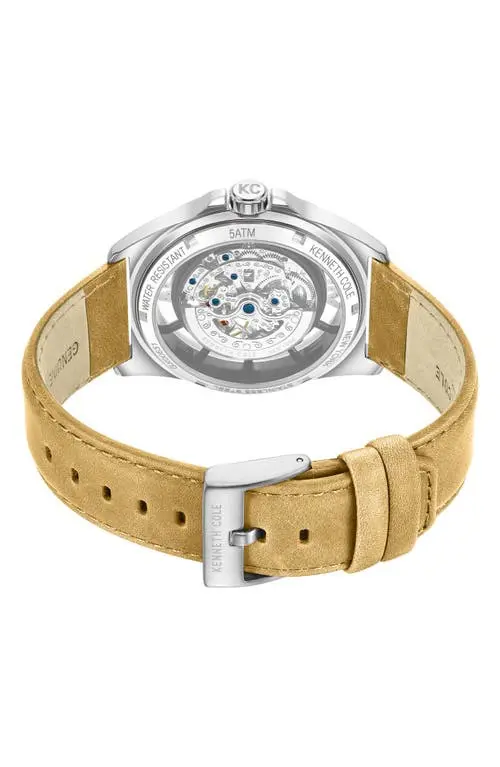 KENNETH COLE Skeleton Automatic Strap Watch - Tan