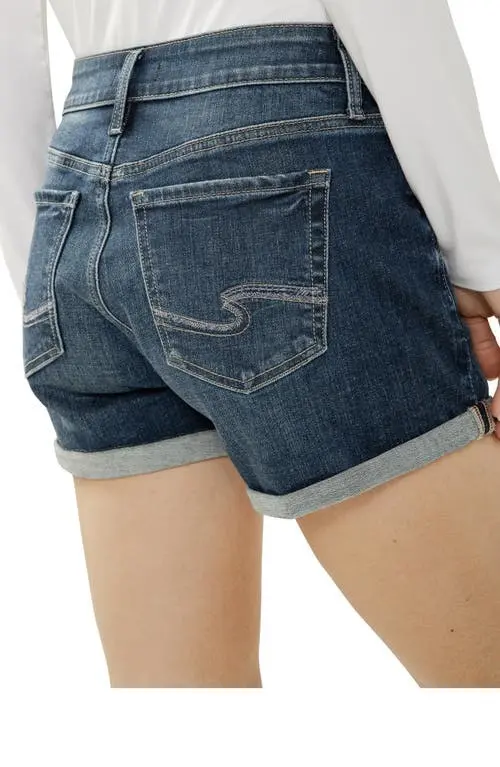 SILVER JEANS CO. Elyse Curvy Mid Rise Denim Shorts - Chord