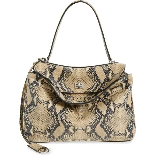 Balenciaga Medium Rodeo Python Print Leather Top Handle Bag