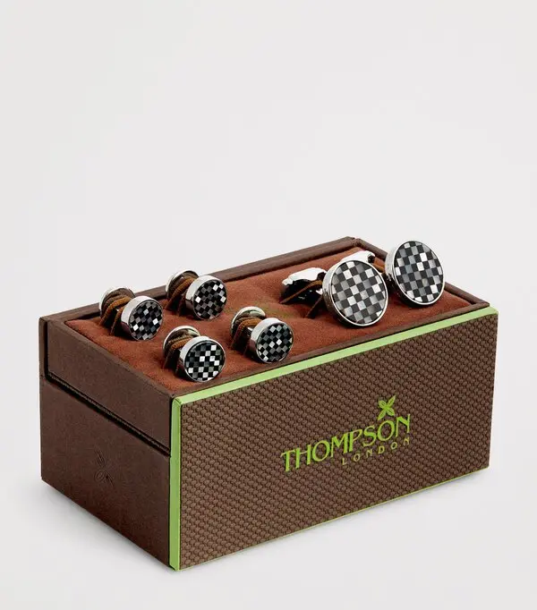 Tateossian Thompson Onyx Checkerboard Cufflinks And Studs Set