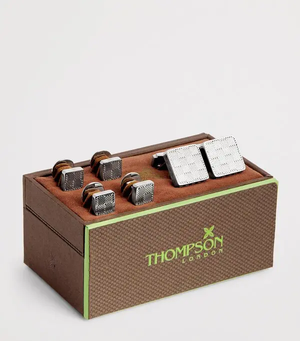 Tateossian Thompson Engraved Cufflinks And Studs Set
