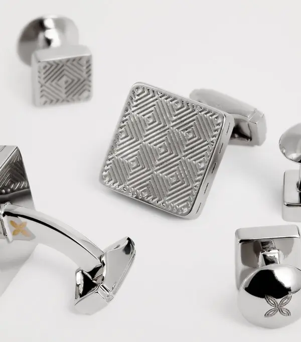 Tateossian Thompson Engraved Cufflinks And Studs Set