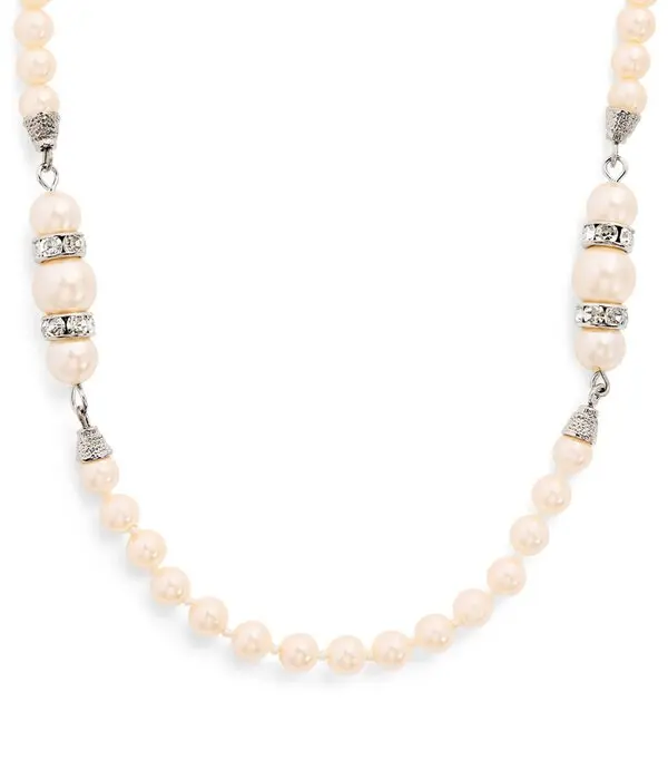 Alessandra Rich Faux Pearl Necklace - Silver