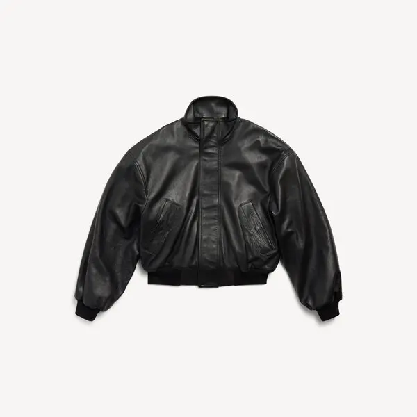 Balenciaga Leather Blouson Jacket - Black