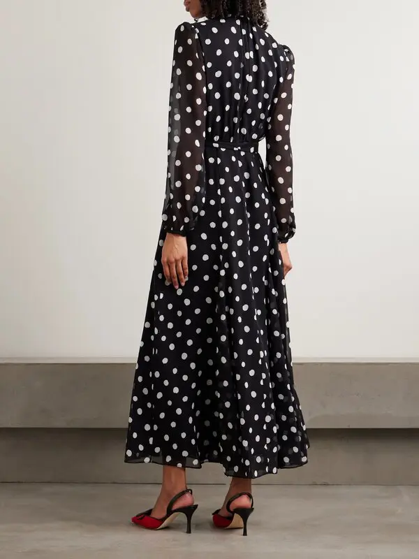 Saloni Jacqui-b Polka-dot Silk Crepe De Chine Maxi Dress