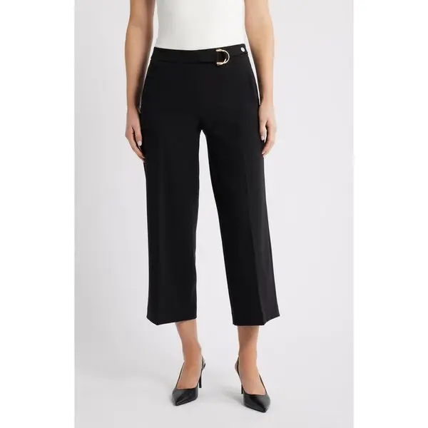 Anne Klein Pull-on Cropped Wide Leg Pants - Anne Black