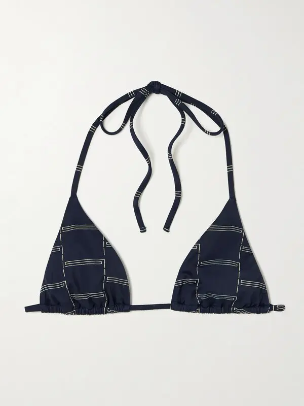 Matteau The String Printed Recycled Triangle Bikini Top - Blue