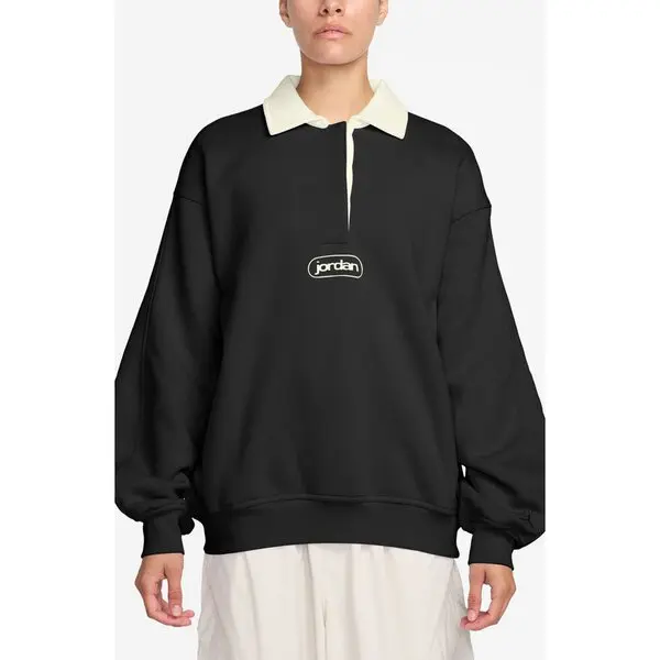 JORDAN Flight Club Rugby Top - Black/sail/black