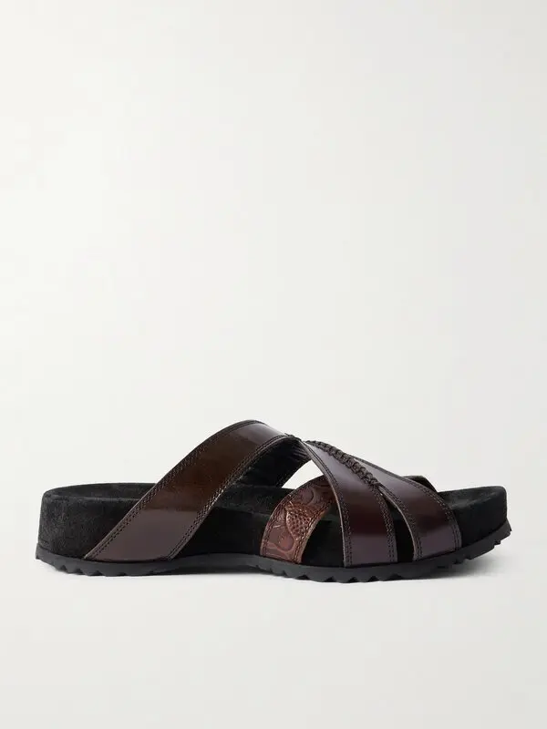 Dries Van Noten Embossed Leather Sandals