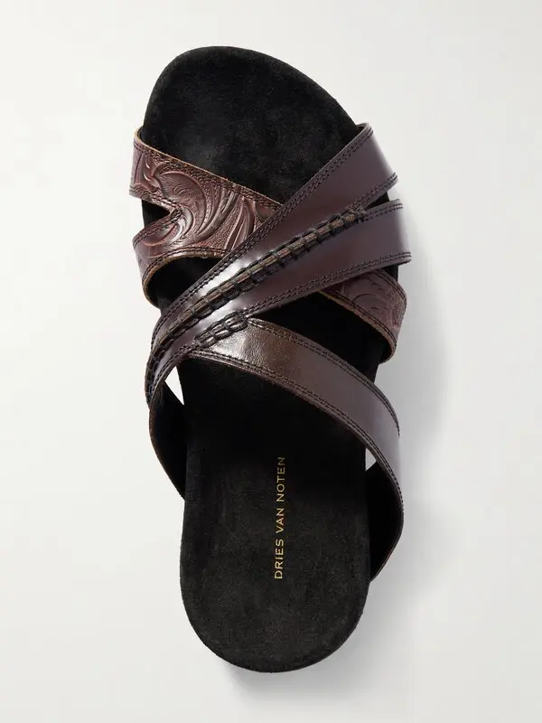 Dries Van Noten Embossed Leather Sandals