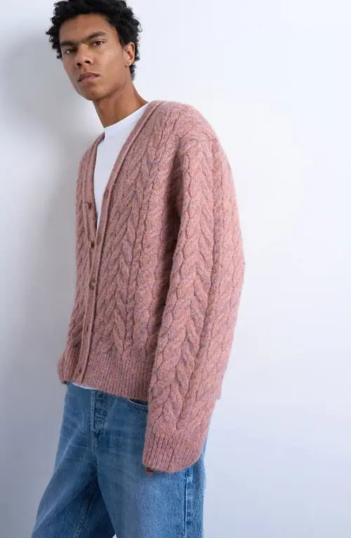 Topman Marled V-neck Cable Cardigan