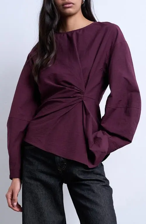Topshop Asymmetric Pleat Long Sleeve Top