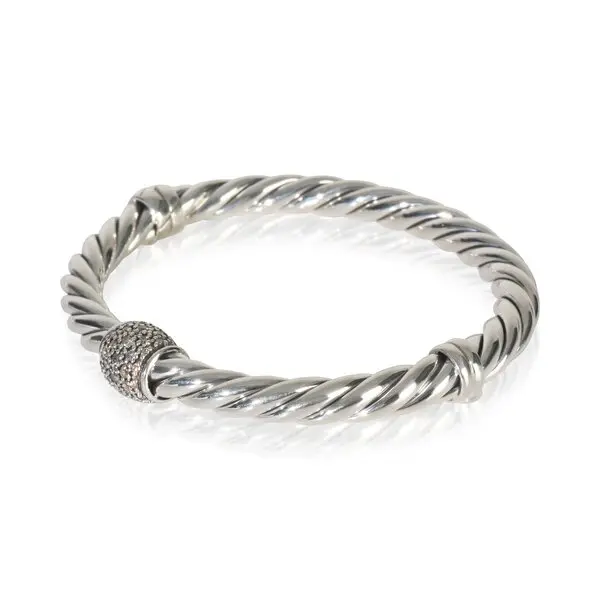 David Yurman Sterling Silver Diamond Metro Hinged Bracelet