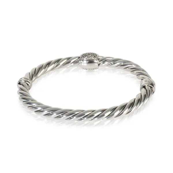 David Yurman Sterling Silver Diamond Metro Hinged Bracelet