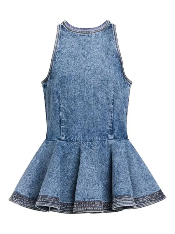 Alaïa Denim Peplum Top
