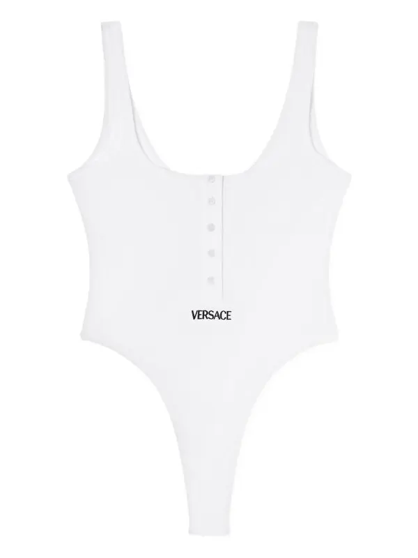 Versace Logo Cotton Bodysuit - White