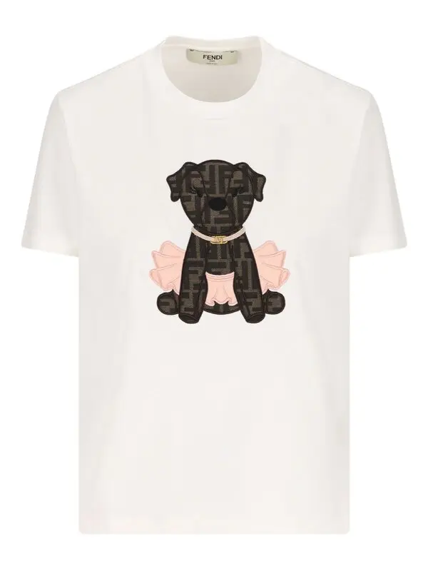Fendi Printed Cotton T-shirt - White