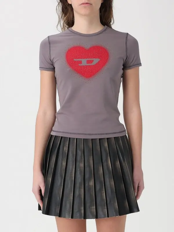 DIESEL® Embellished Heart Graphic T-shirt - Grey