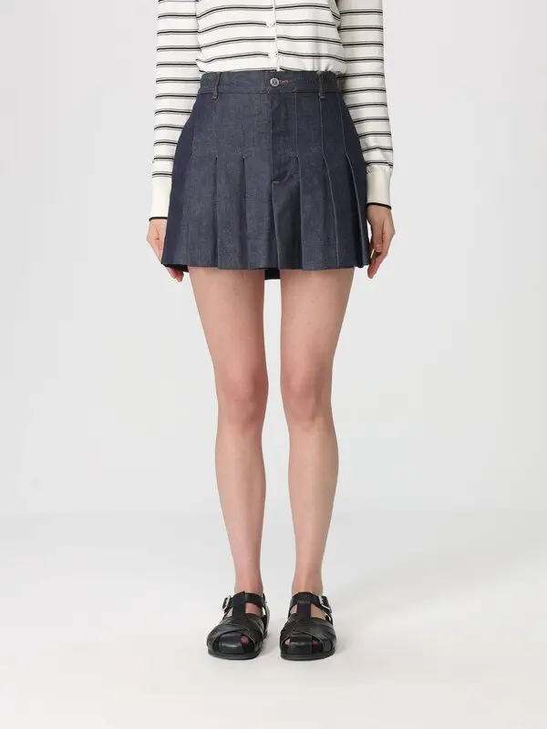 A.p.c. Pleated Denim Skirt - Blue