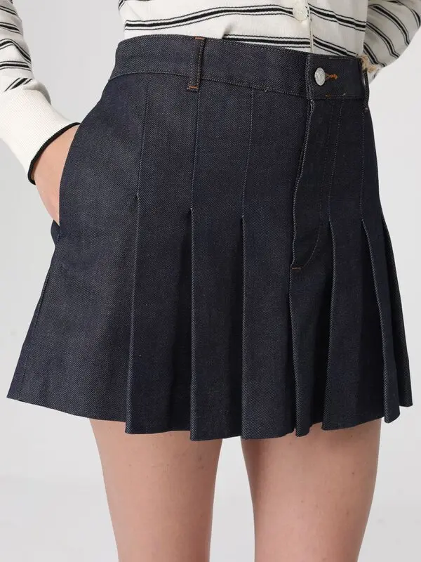 A.p.c. Pleated Denim Skirt - Blue