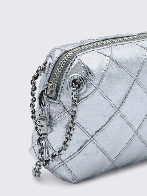 Tory Burch Quilted Metallic Leather Crossbody Bag - Silver