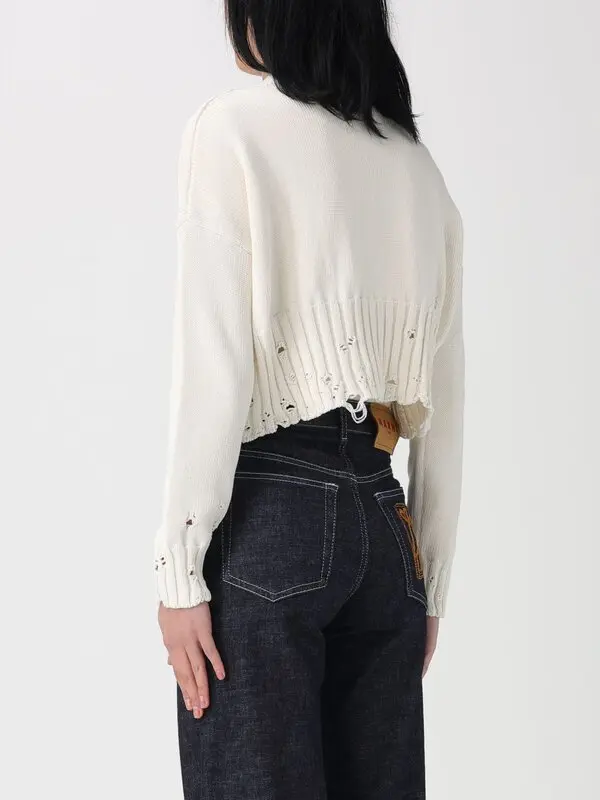 Marni Cropped Distressed Cardigan - White