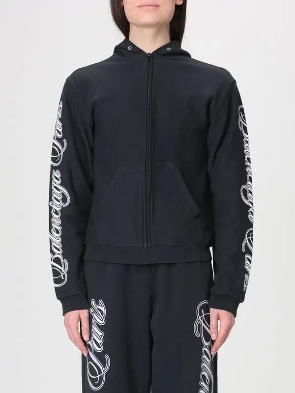 Balenciaga Embroidered Logo Zip Hoodie - White