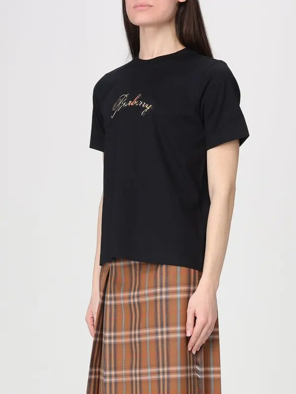 Burberry Cotton T-shirt With Contrasting Logo - Black