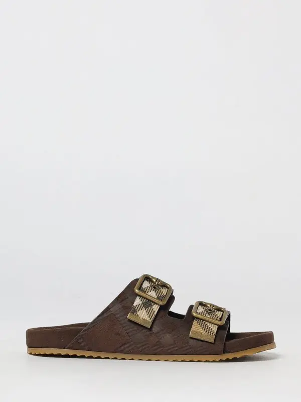 Burberry Checked Buckled Heeled Sandals - Black