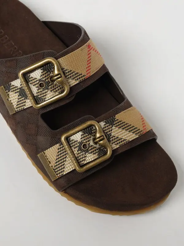 Burberry Checked Buckled Heeled Sandals