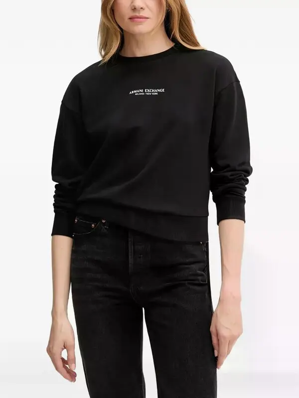 Armani Exchange Logo Print Crewneck Sweatshirt - Black
