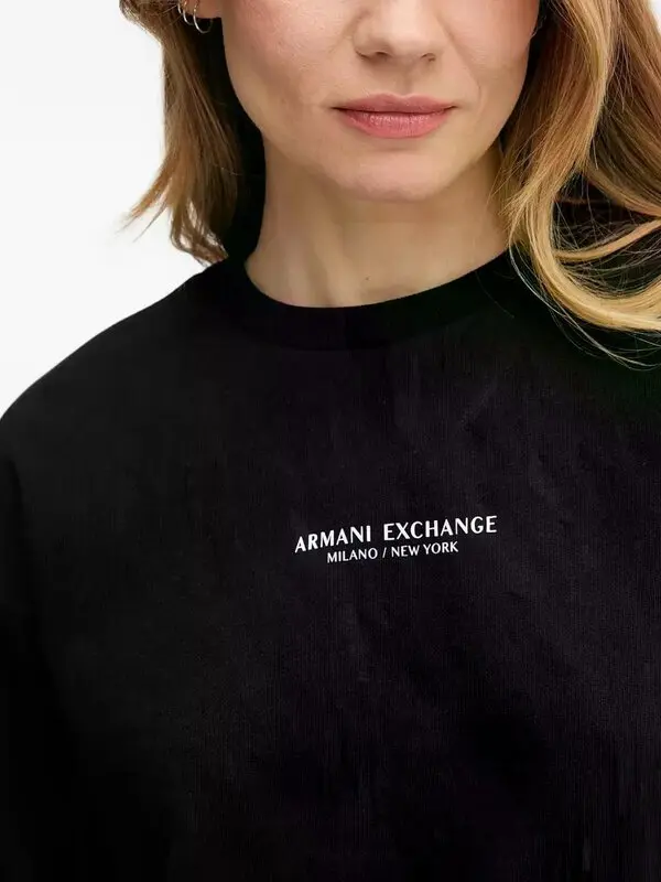 Armani Exchange Logo Print Crewneck Sweatshirt - Black