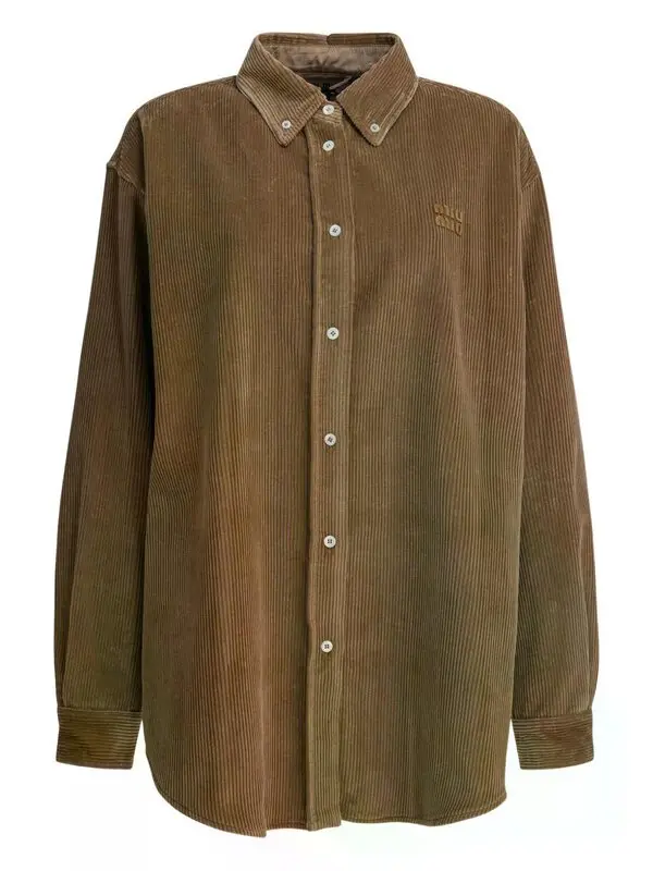 Miu Miu Corduroy Shirt With Elbow Patches - Brown