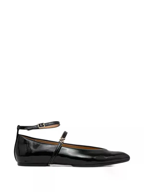 Armani Exchange Pointed Strap Ballet Flats - Black