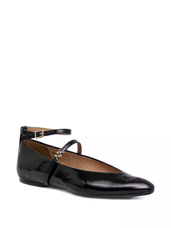 Armani Exchange Pointed Strap Ballet Flats - Black