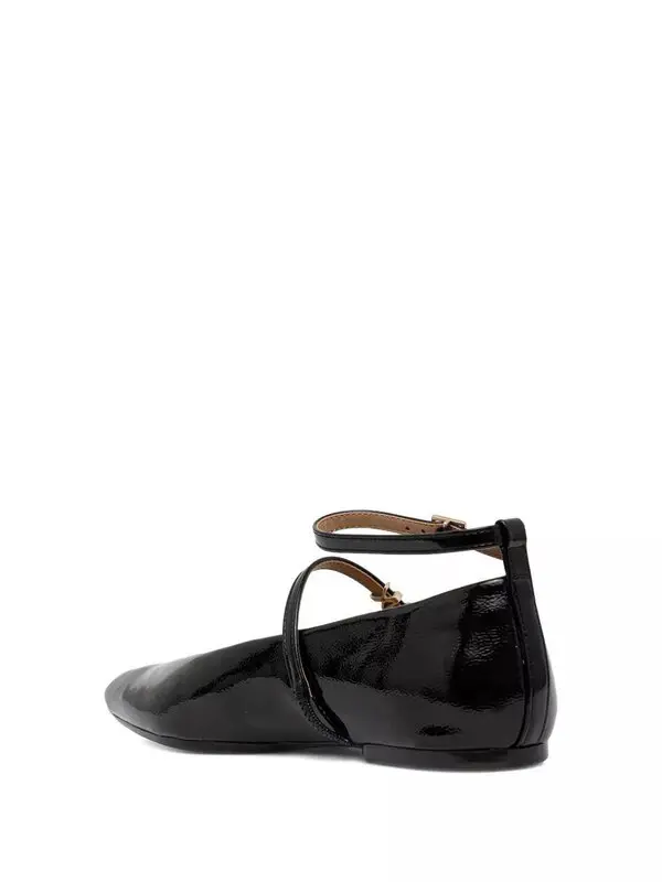 Armani Exchange Pointed Strap Ballet Flats - Black