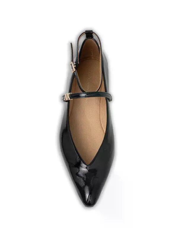 Armani Exchange Pointed Strap Ballet Flats - Black