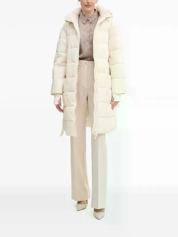 Armani Exchange Hooded Quilted Belted Coat - Neutrals