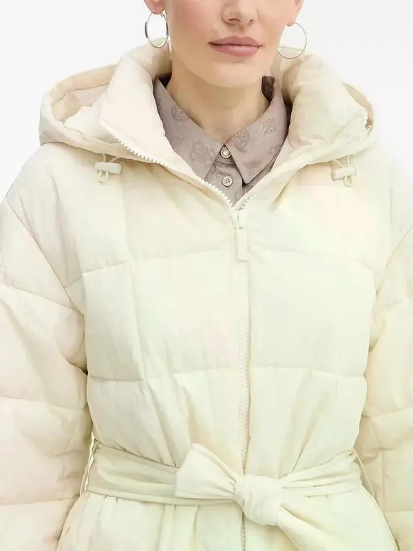 Armani Exchange Hooded Quilted Belted Coat - Neutrals