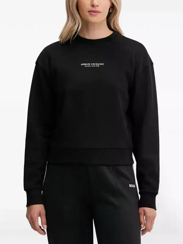 Armani Exchange Crew Neck Sweatshirt With Logo Detail - Black