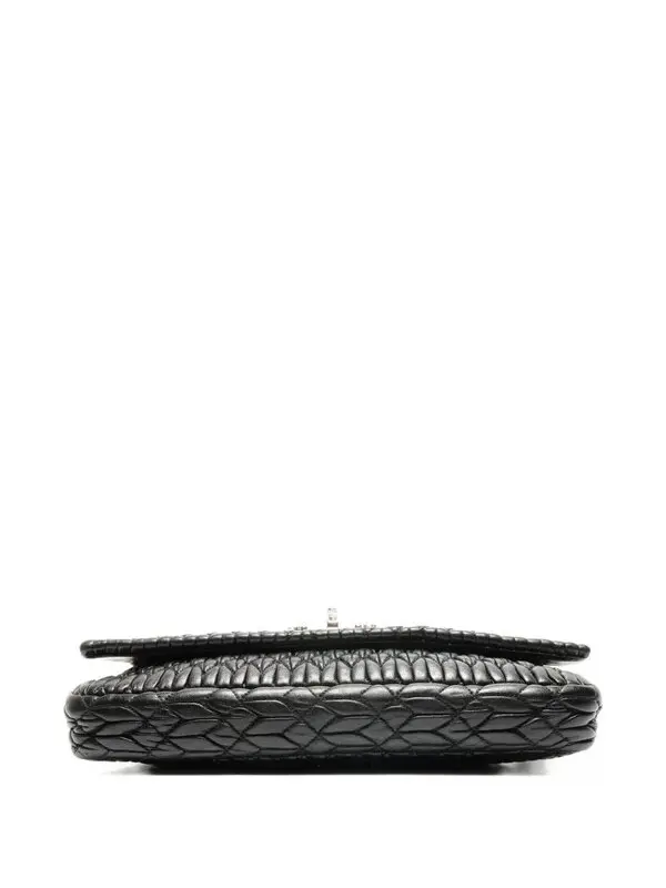 Miu Miu 2010s Matelassé Crystal Shoulder Bag - Black