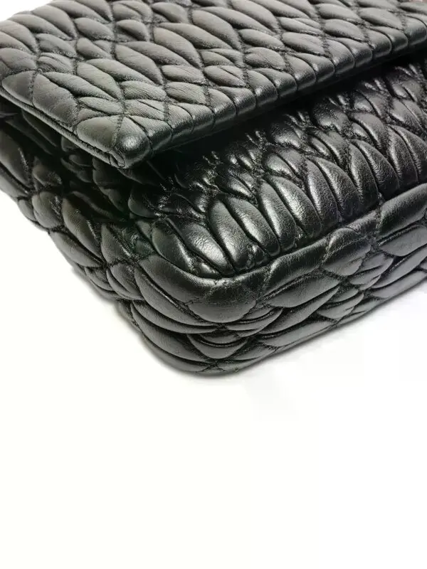 Miu Miu 2010s Matelassé Crystal Shoulder Bag - Black