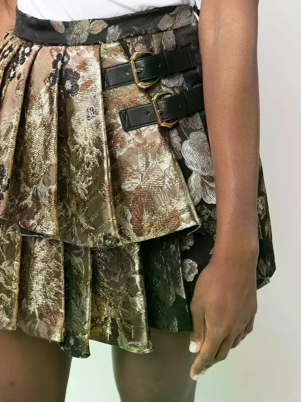 Roberto Cavalli Brocade Pleated Miniskirt