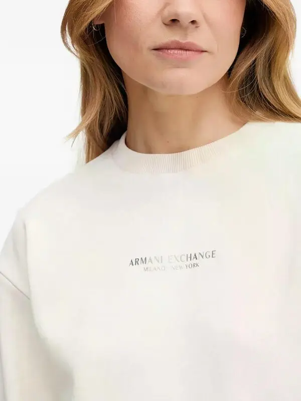 Armani Exchange Crew Neck Sweatshirt With Logo Detail - Neutrals