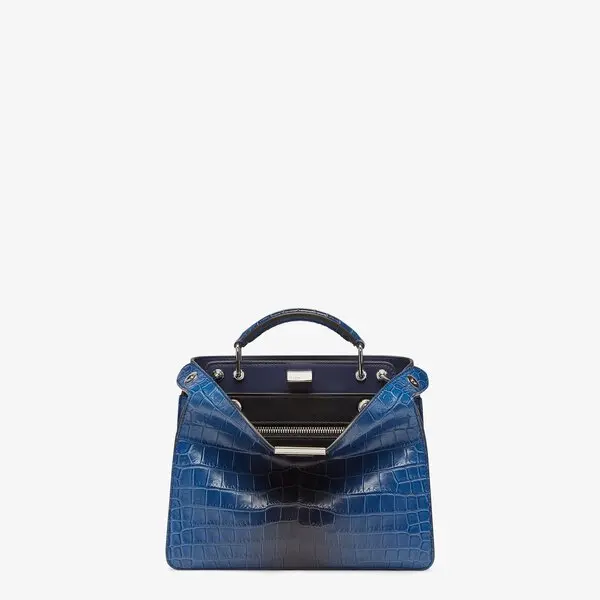 Fendi Peekaboo Iseeu Mini Matt Crocodile Bag - Blue