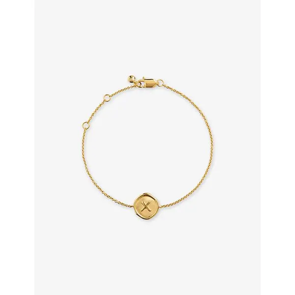 Monica Vinader Initial X Stamp 18ct Yellow Vermeil Chain Bracelet - Gold