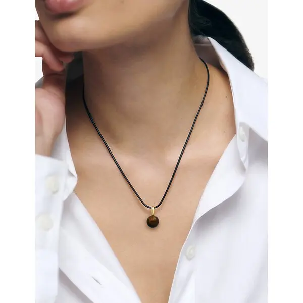 Monica Vinader Round Tigers Eye Pendant Necklace - Brown