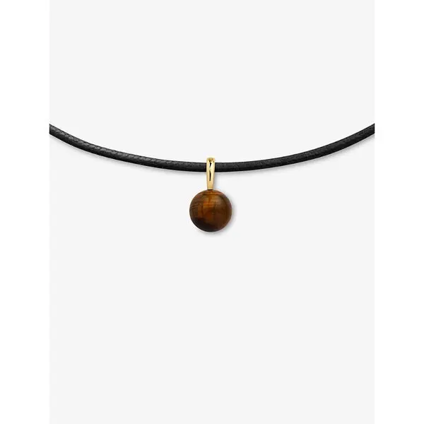 Monica Vinader Round Tigers Eye Pendant Necklace - Brown